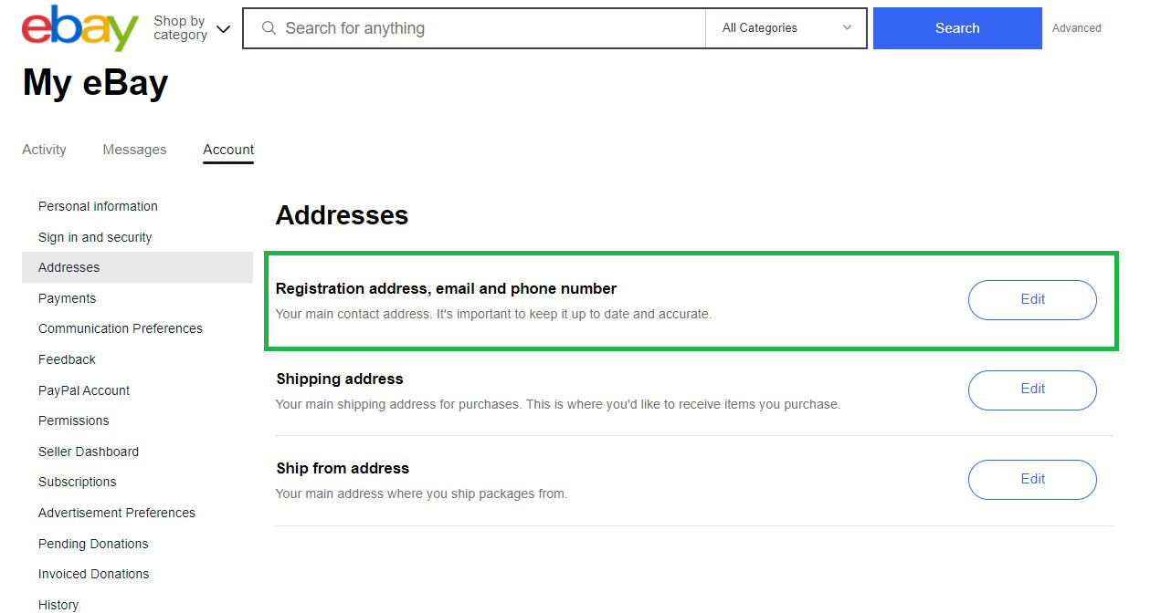 ebay（イーベイ）で配送先住所と発送元住所を登録・変更・追加する方法 | 45 ENGLISH